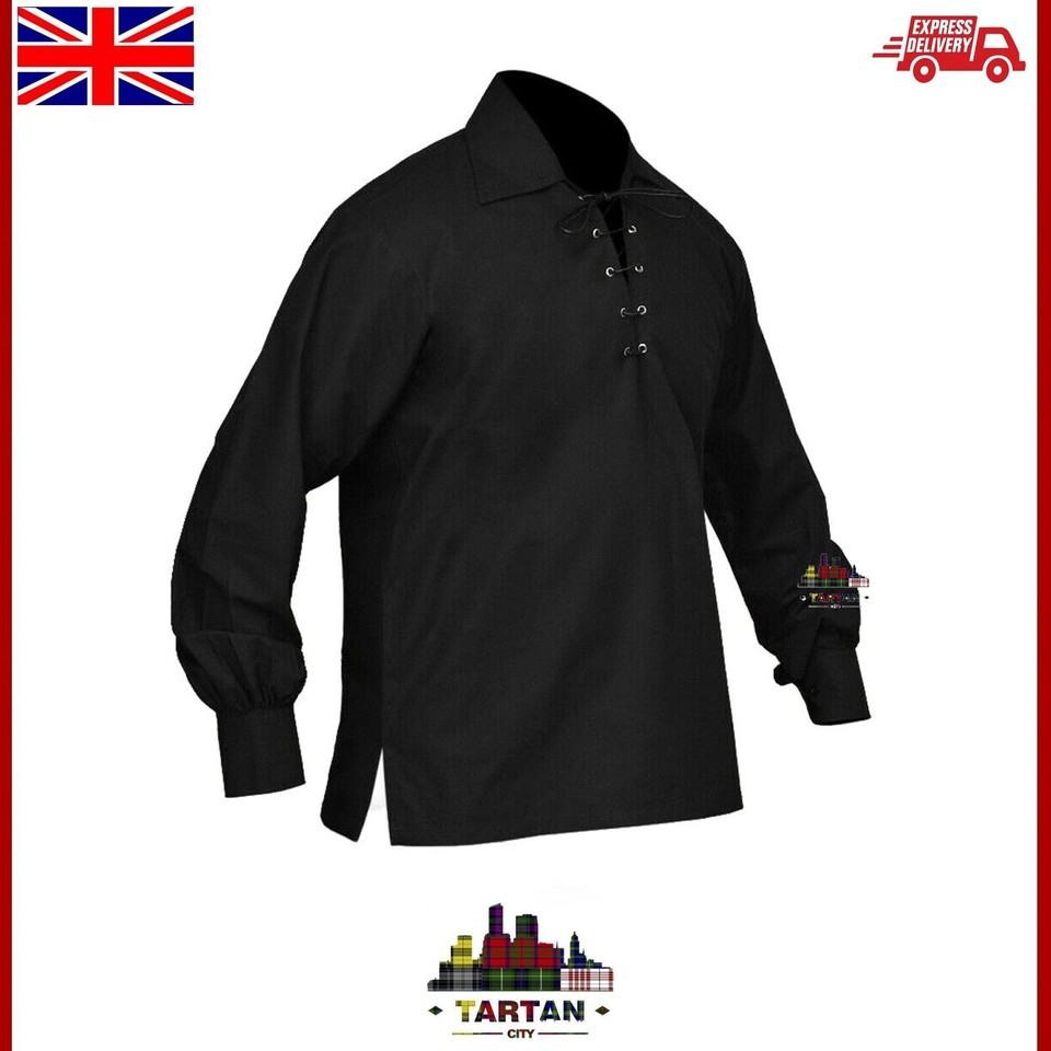 Traditional Highland Men Ghillie Shirt Scottish Jacobite Kilt Shirts ...