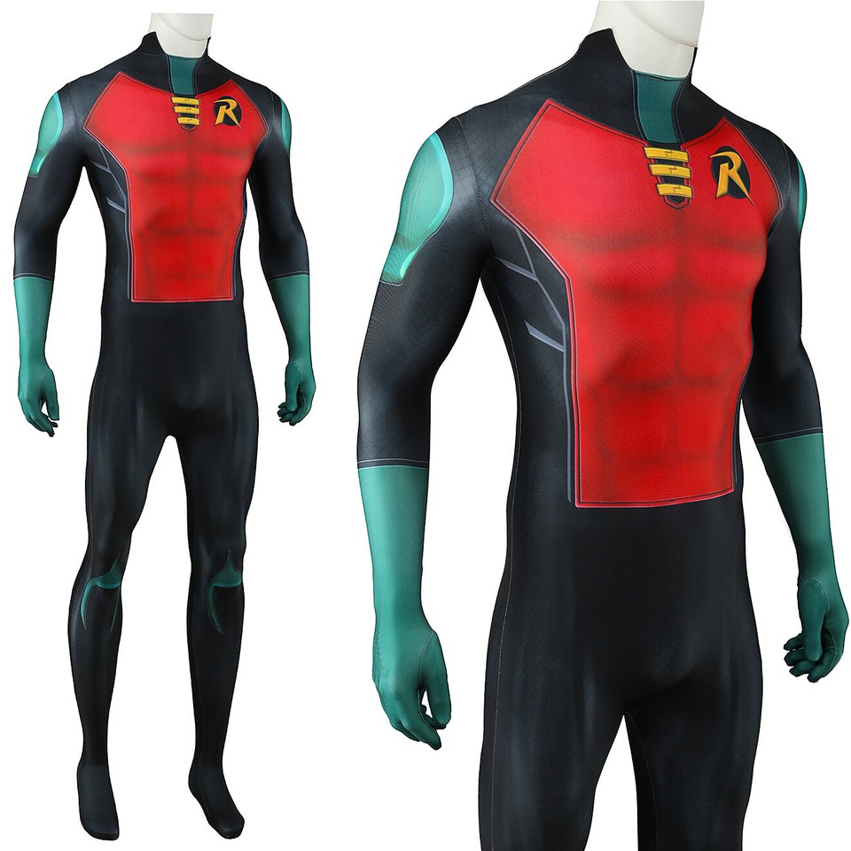Robin Teen Titans Cosplay Jumpsuit Costume Adult Kids Bodysuit ...