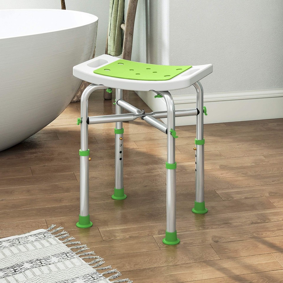44-51.5cm Aluminium Frame Shower/Bath Stool - Green | eBay UK
