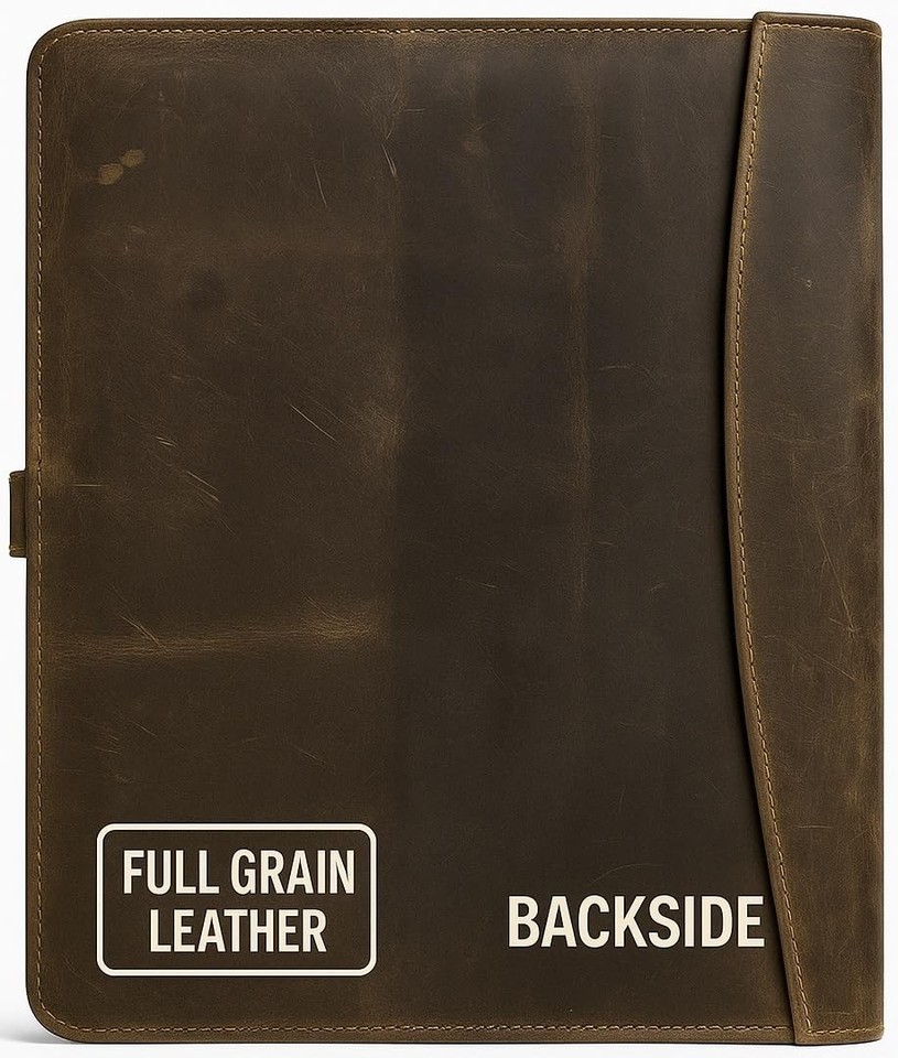 Leather Portfolio Organizer Padfolio Document Organiser with Resume ...