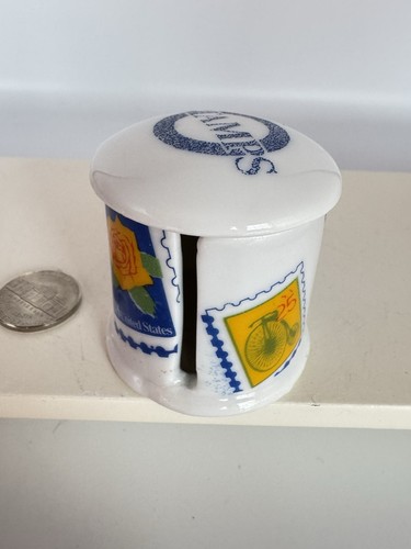 Vintage Ceramic Desk Postage Stamp Roll Dispenser with Lid by Gift of ...