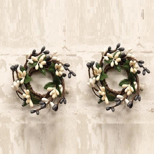 2 Country Primitive Farmhouse Mix Mini Pip Berry Taper Candle Rings ...