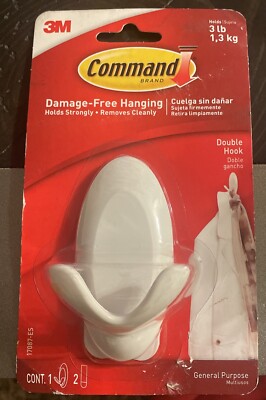 3M Command Double Hook White Quartz | 3lbs Hold Medium | eBay