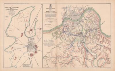 1893 CIVIL WAR OFFICIAL RECORDS MAP-BOWLING GREEN & CINCINNATI DEFENSES ...