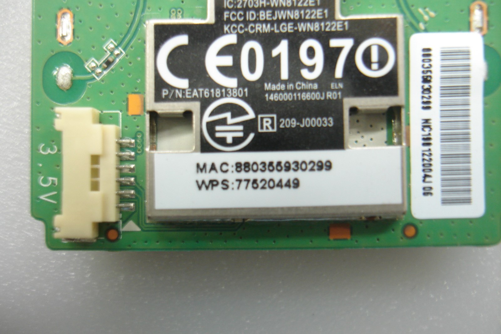EAT61813801 LG WIFI Module, WN8122E1 | eBay