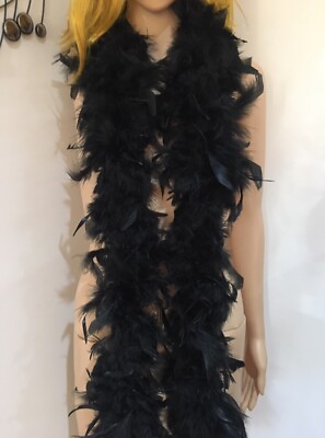 1.5m Black Flapper Feather Boa 20s Party Boa / Scarf Fancy Dress Up ...