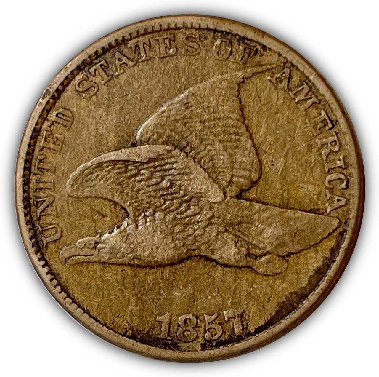 1857 Flying Eagle Cent Extremely Fine XF Coin, Rim Bump #5539 | eBay