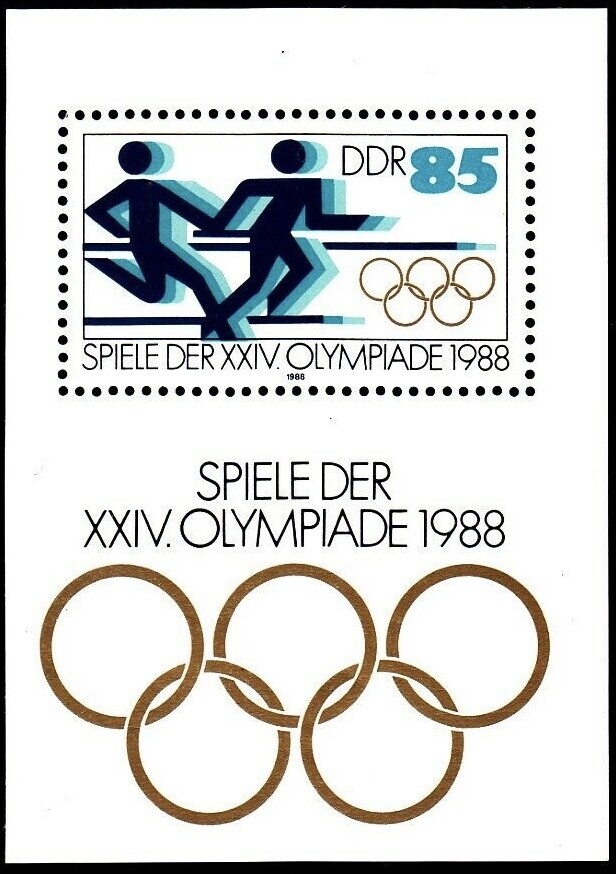 DDR #MiBl94 MNH S/S 1988 Seoul Relay Race Rings [2696] | eBay