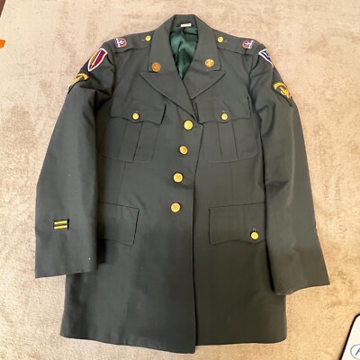 Vintage U.S. Army Dress Green Jacket Uniform Coat w/ Patches 42L [C22 ...