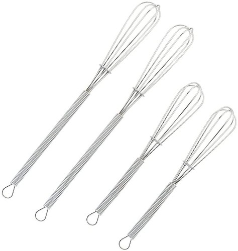 4 Mini Kitchen Whisks 2PCS 5-Inch 2PCS 7-Inch Wire Egg Whisks Silver ...