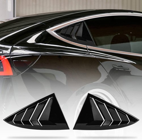 Gloss Black Rear Side Window Louver Air Vent Cover Trims Fits 17-21 ...
