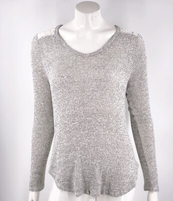American Rag Cie Top Medium Gray White Marled Lace Hi Lo Hem Long ...