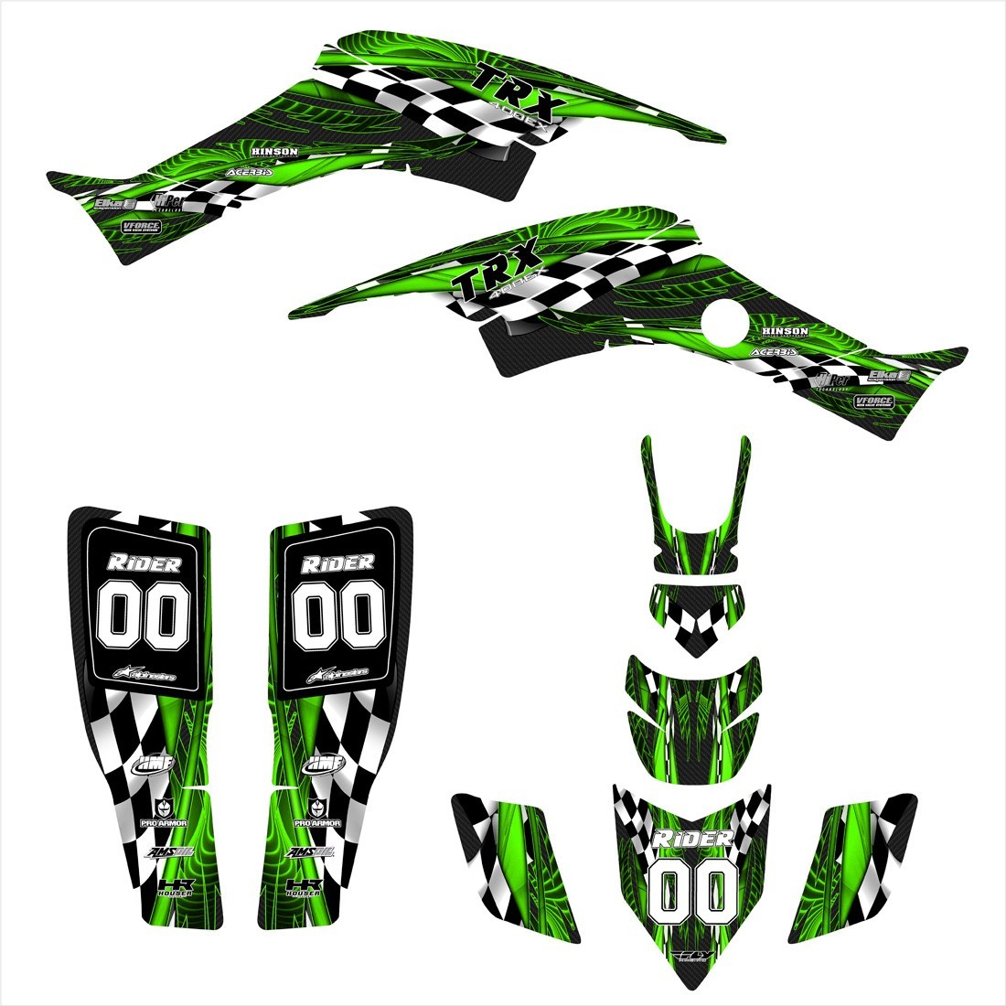 TRX400EX graphics 1999 - 2007 Honda 400EX stickers kit NO3500 Green | eBay