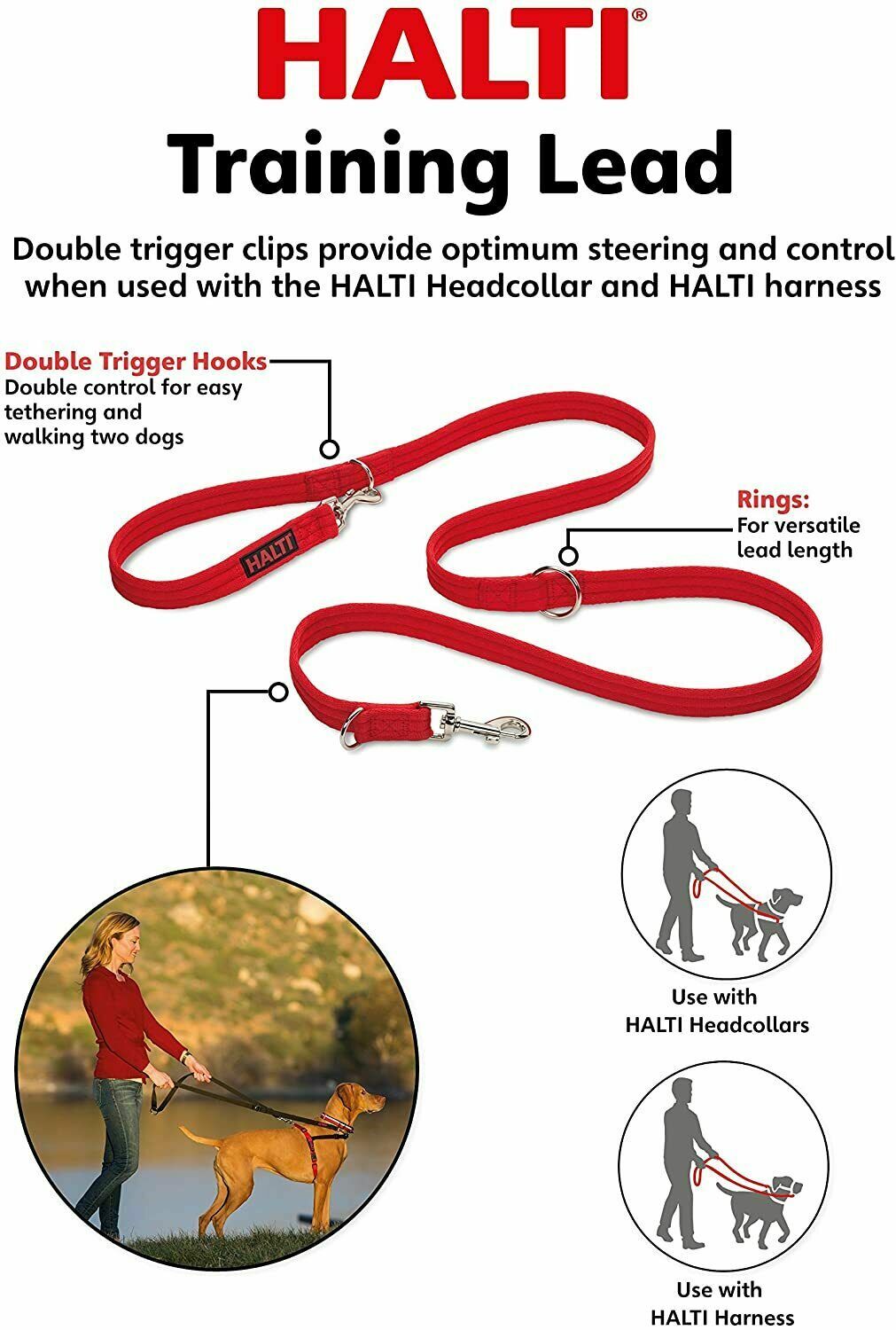 Halti Training Lead Double Ended Multifunction Dog Leash for No Pull ...