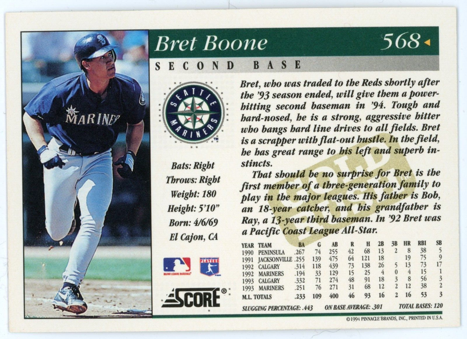 1994 Score Gold Rush Bret Boone Card #568 | eBay