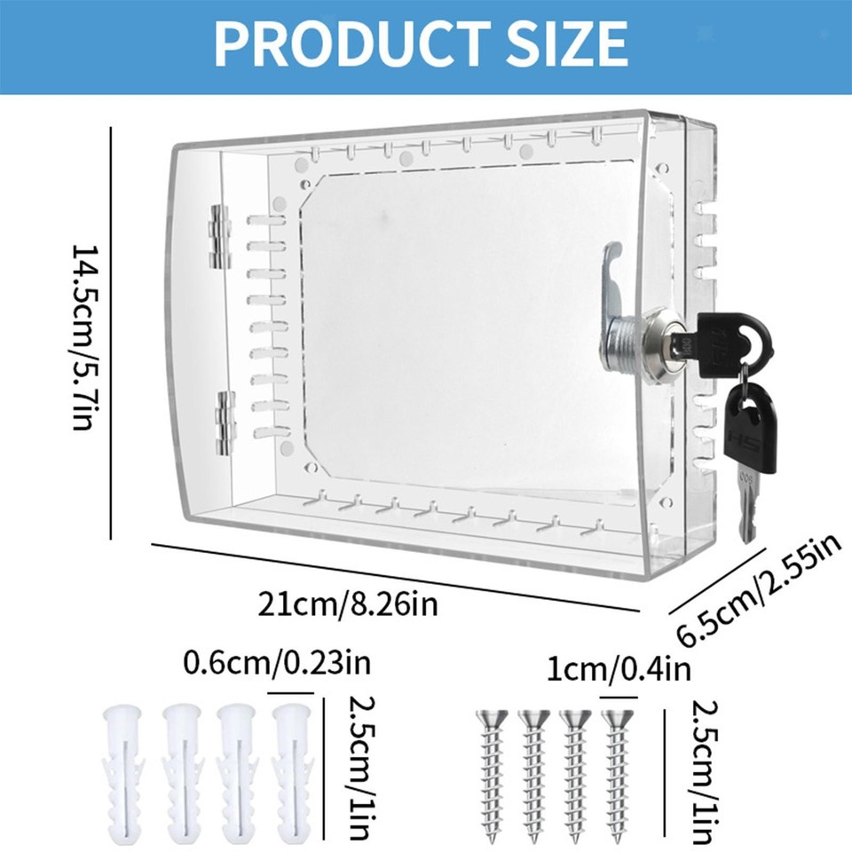 Transparent Thermostat Security Box 21x6.5x14.5cm Keyed Locking Cover ...
