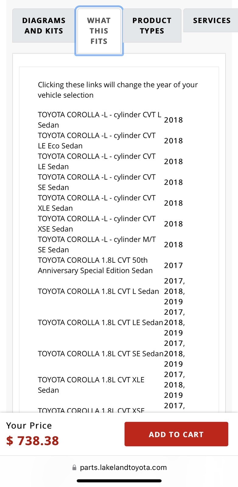 2017-2019 Toyota Corolla Dual LED Right Passenger Headlight Lamp OEM ...