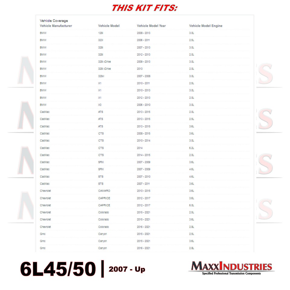 6L45 6L50 Transmission Rebuild Master Overhaul Kit L/S w OEM Clutches ...