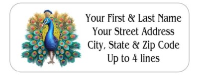 150 Peacock Pretty Colorful Return Address Labels Personalized Printed ...