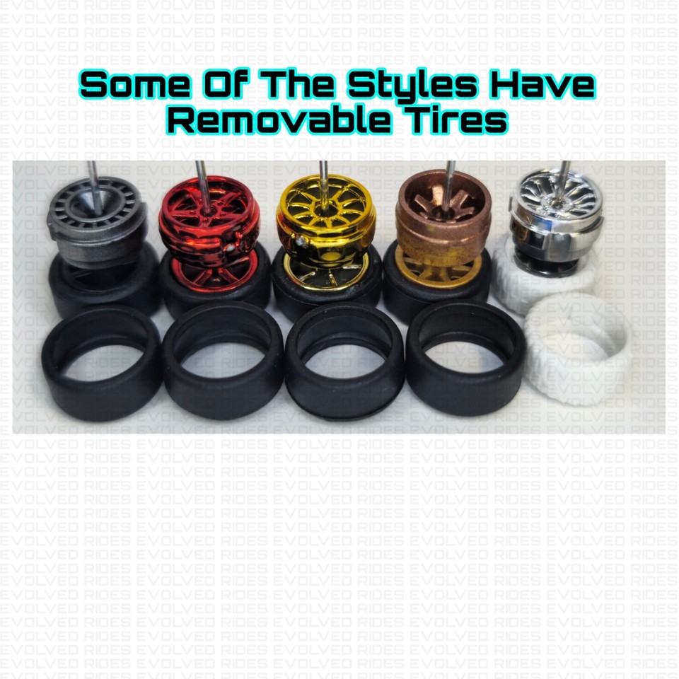 Real Rider Wheels Rubber Tires 5 RANDOM Sets For 1/64 Scale Hot Custom ...