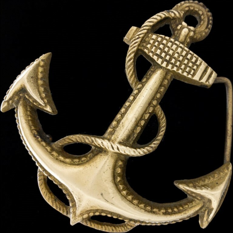 Brass USN US Navy USS Anchor Military Veteran CPO Hip… - Gem