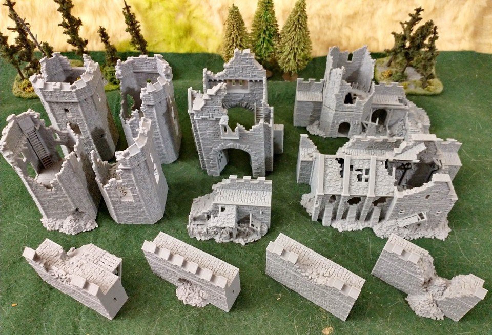 Grimdale Ruined Border Fort Modular Castle 15mm Terrain DBM DBA Black ...