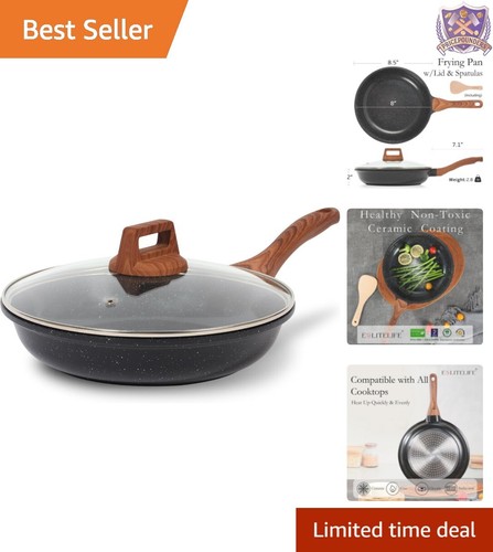 Versatile 8-Inch Nonstick Ceramic Frying Pan with Lid - For Healthy ...