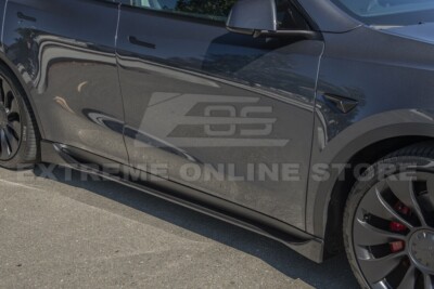 For 20-up Tesla Model Y Painted Glossy Black ABS Side Skirts Rocker ...