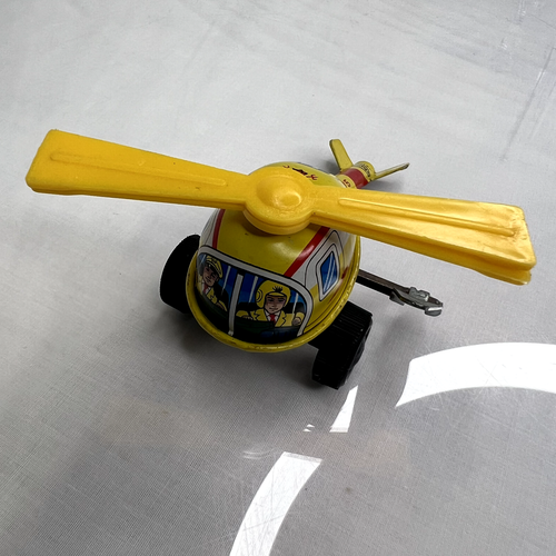 Vintage SHUDO Japan HELICOPTER Rescue N175 Yellow Wind Up Tin Toy | eBay