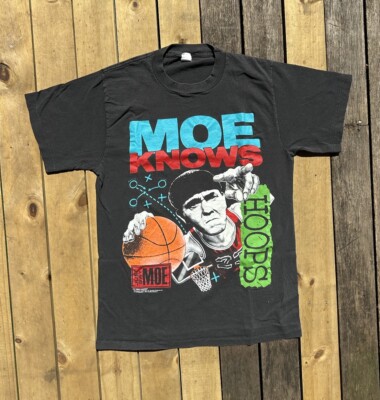Vintage 90s Moe Knows Hoops Single Stitch Black T Shirt Mens Medium ...