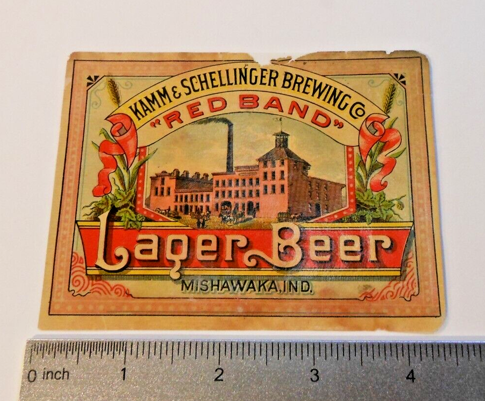 Red Band Lager Beer Label, Kamm & Schellinger Brewing Co, Mishawaka ...