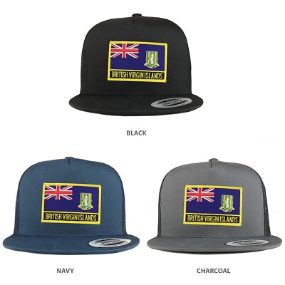 British Virgin Islands Flag 5 Panel Flatbill Trucker Mesh Cap - Free ...