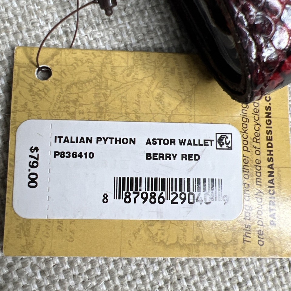 Patricia Nash NWT Astor Wallet Berry Red Italian Python Kiss Lock Cash ...