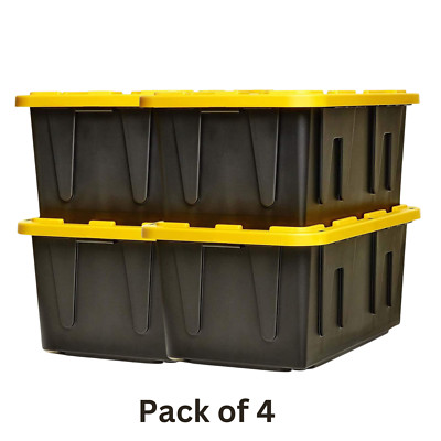 Greenmade 4 Pack Heavy-Duty Plastic Storage Boxes With Lids 102 Litres ...