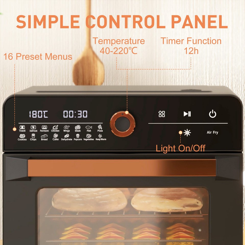 HOMCOM Air Fryer Oven 20L Countertop Mini Oven with 16 Presets 1400W ...