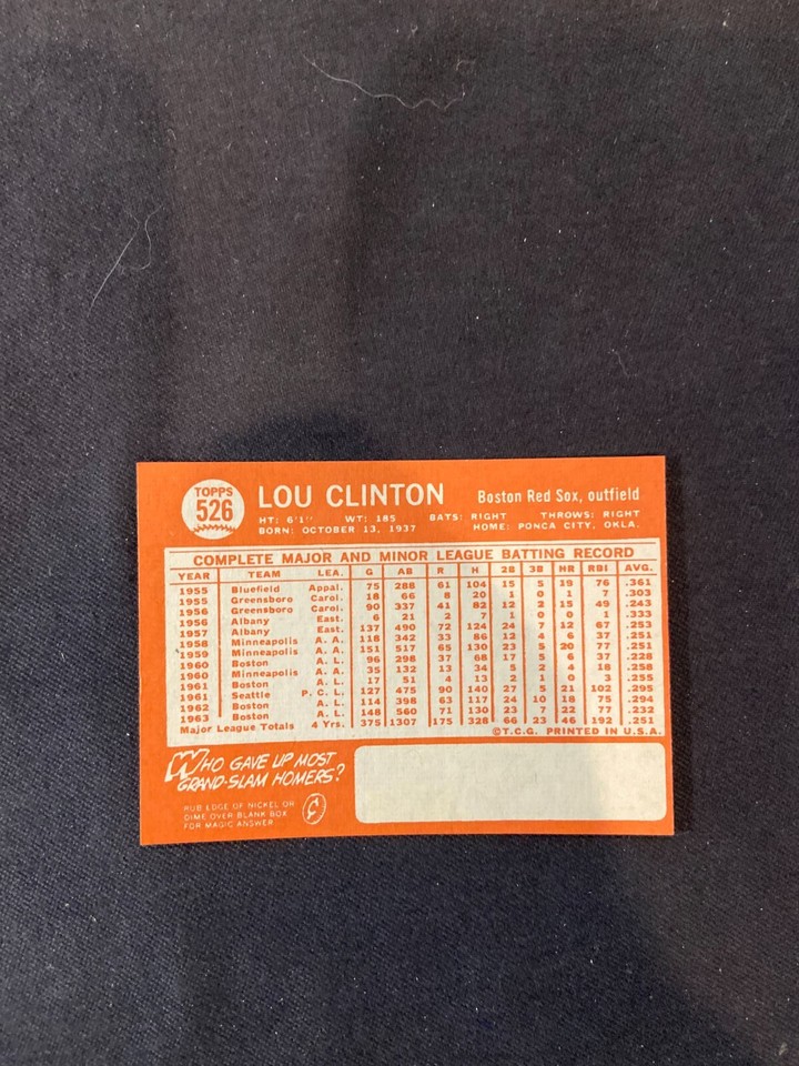 1964 Topps from Vending brk Pack Fresh Est NM or better #526 Lou ...