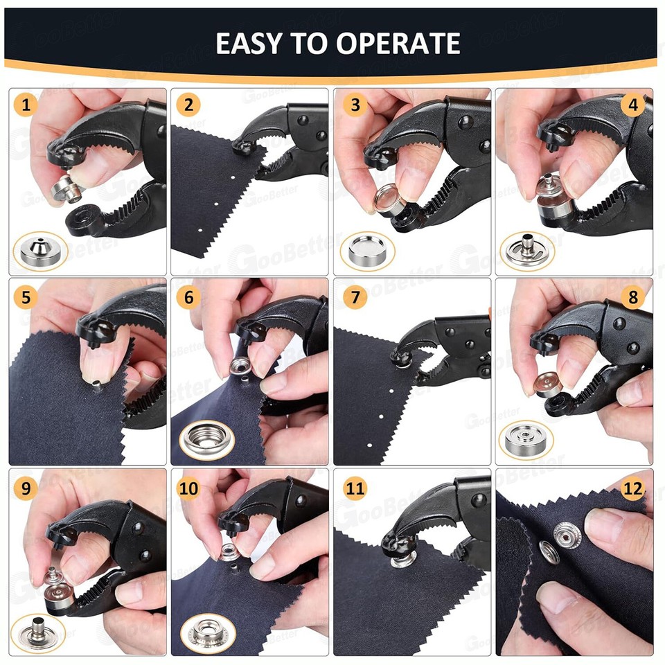 Heavy Duty Snap Fastener Tool Adjustable Snap Setter Tool Snap ...