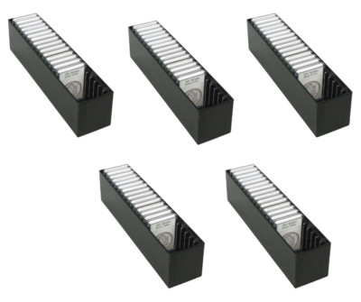 5 BCW Slotted Coin Slab Storage Box Black Coin Storage Box for 20 Coin ...