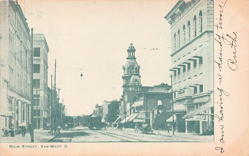 Van Wert OH Ohio Main Street Early 1900s Brumback Library Vtg Postcard ...