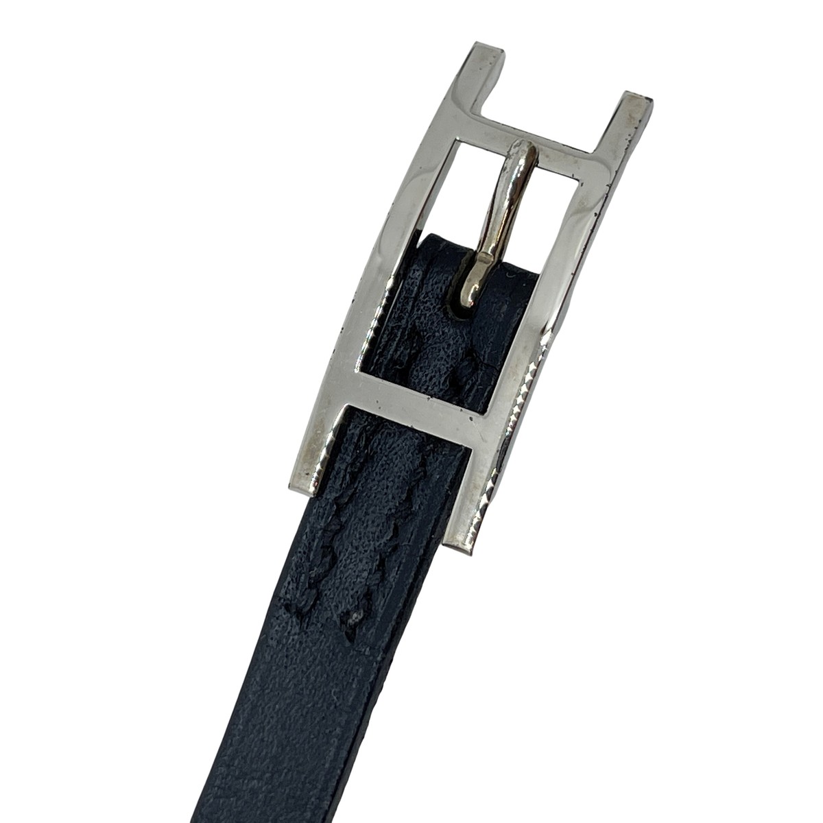 Authentic HERMES Hapi Silver Hardware Bracelet Black Leather Authentic HERMES Hapi Silver Hardware Bracelet Black Leather