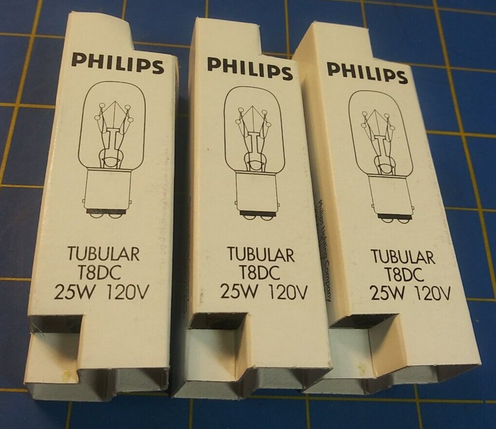 Lot of 3 Philips T8DC Tubular Twist Lock Light Bulb 25W 120V Made in ...