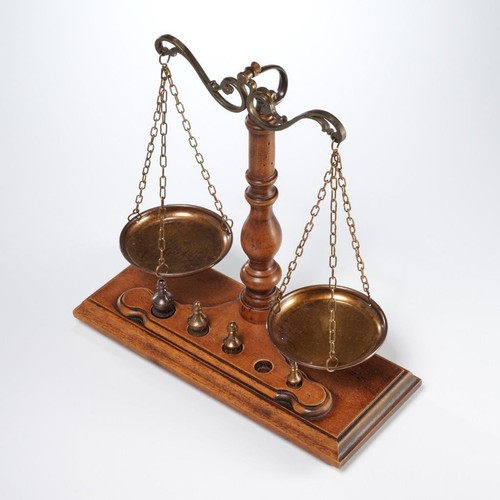 Scales of Justice Vtg Brass Weights Balance Apothecary Law Desk ...