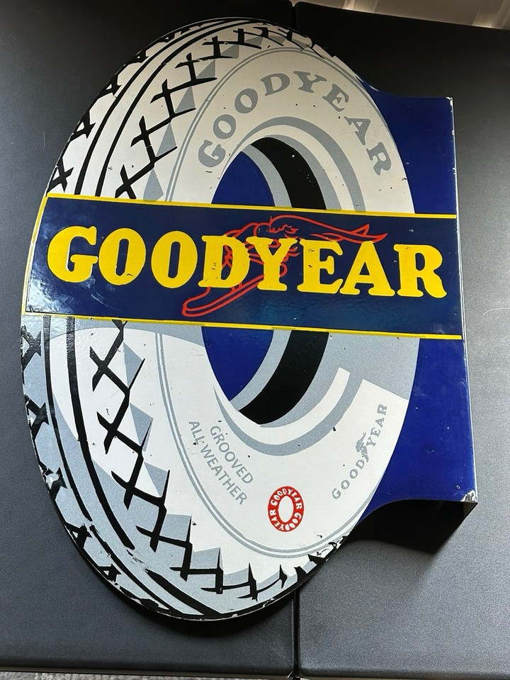 Goodyear Balloon Flange 2 Sided Porcelain Enamel Sign | eBay
