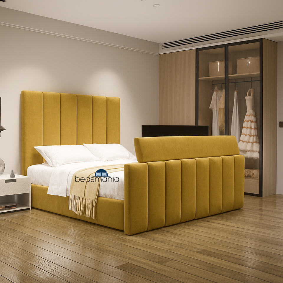 Modern TV Bed with or with Ottoman Storage – Premium High Headboard ...
