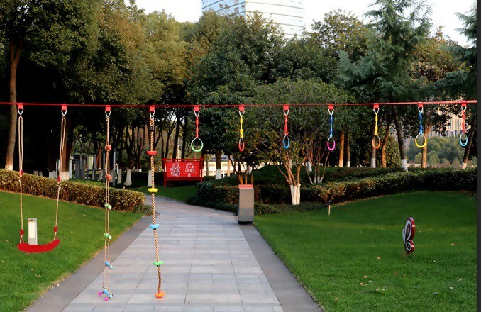 Ninja Warrior Obstacle Course for Kids 80 Feet Line Slackline Climbing ...