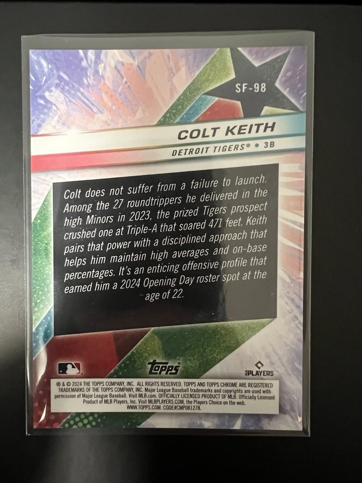 2024 topps cosmic chrome Colt Keith orange Starfractor RC 13/25 | eBay