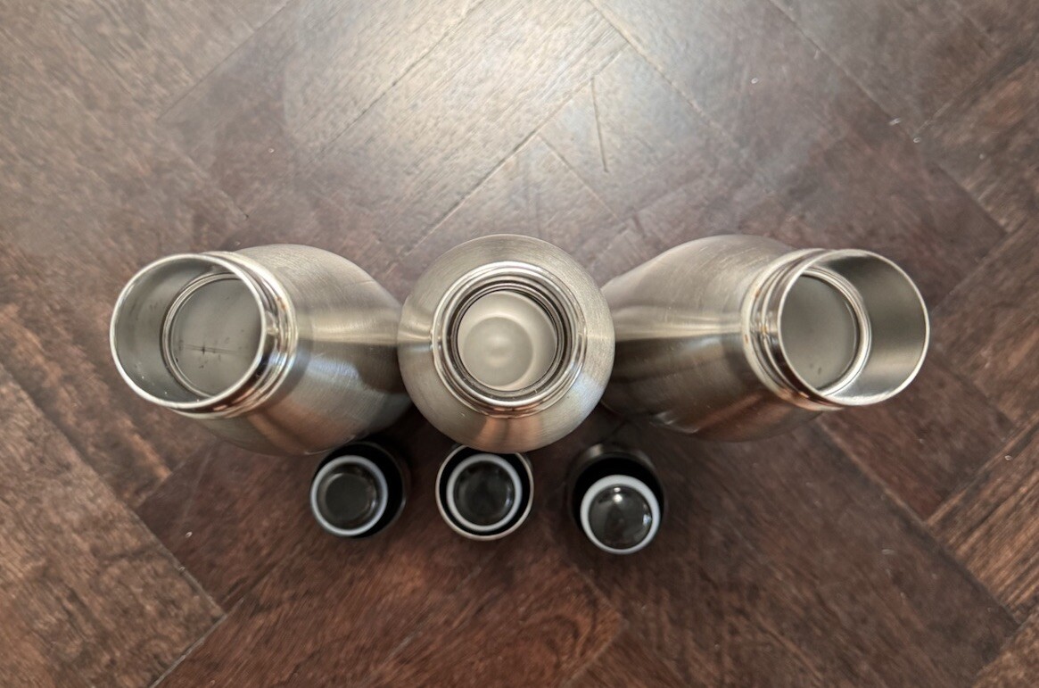 3x stainless steel water bottles insulated large school 750ml flask hot ...