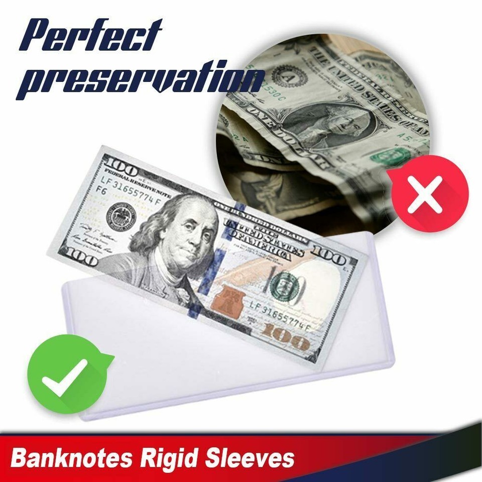 25 Banknotes Rigid Sleeves For Modern Size US Currency Notes Topload ...