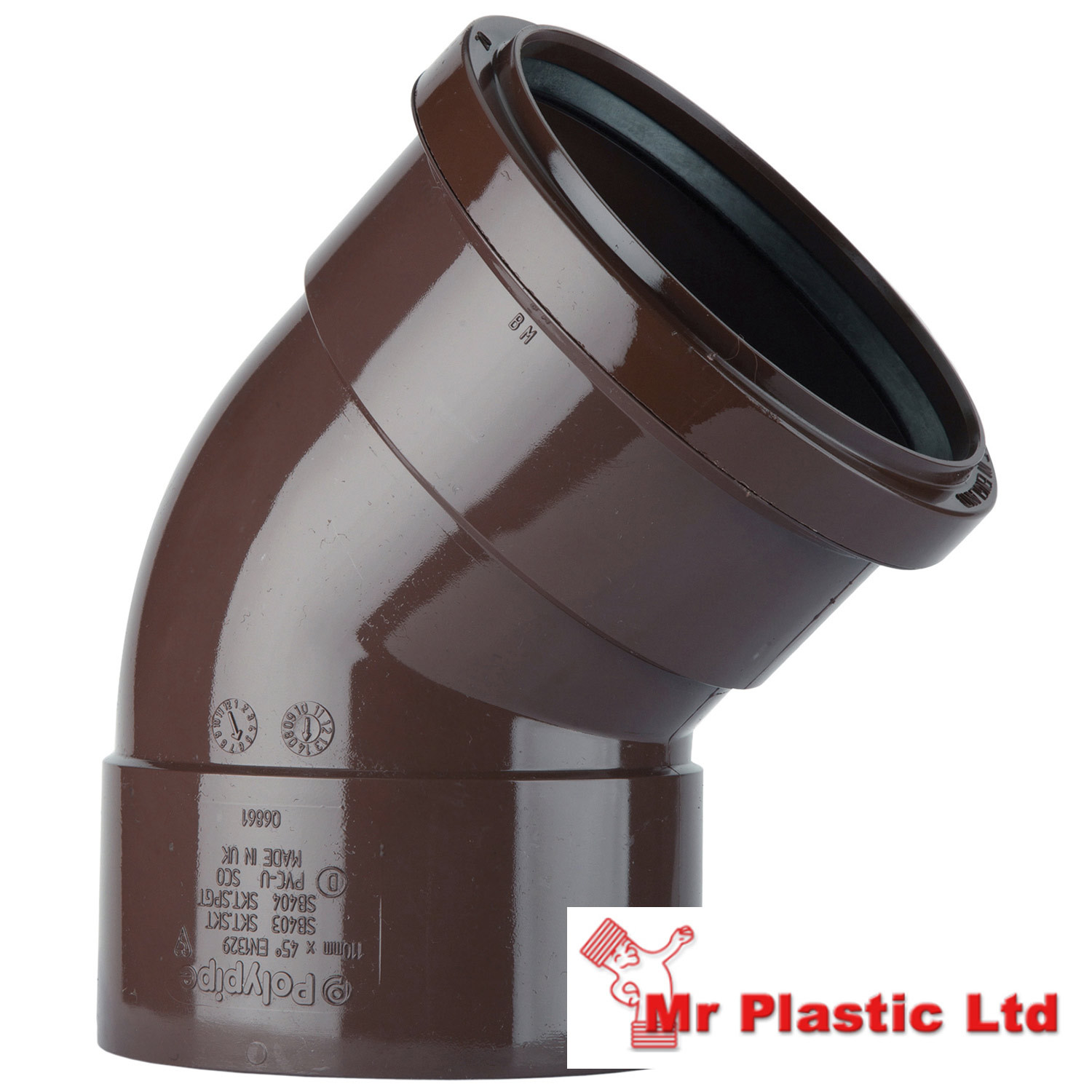 Polypipe 110mm Ring Seal, Push Fit Soil and Vent Pipe Fittings in Brown ...