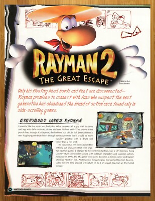 1999 Rayman 2 The Great Escape N64 Print Ad/Poster Authentic Video Game ...
